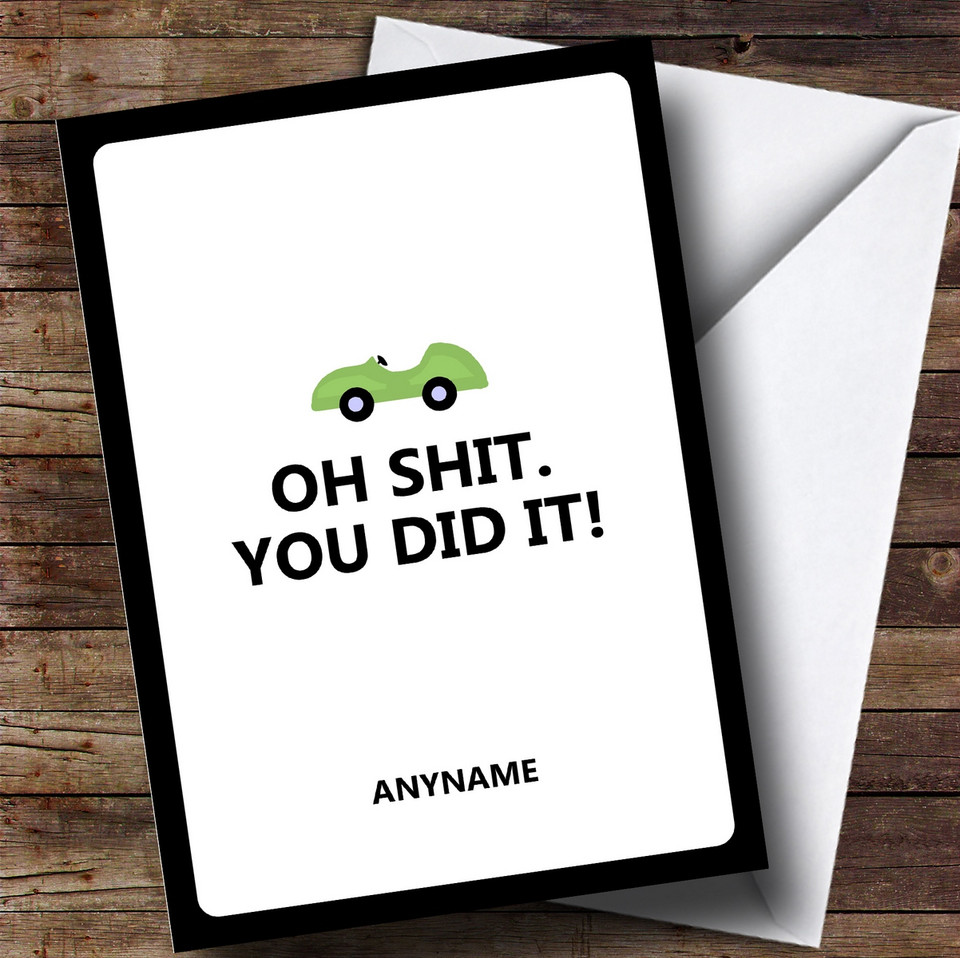 Personalised Funny Wall Skidding Car Road Sign Passed Driving Test Card ...