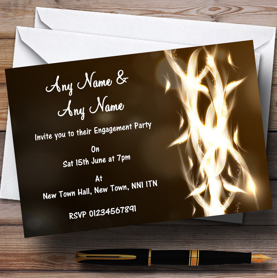 Brown Feather Flame Engagement Party Personalised Invitations - The ...