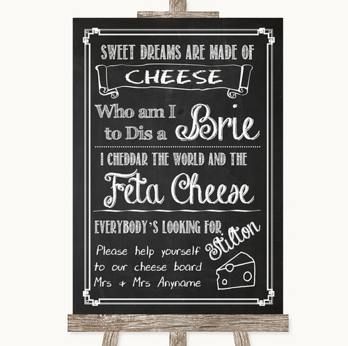 Chalk Sketch Cheese Board Song Personalised Wedding Sign - The Card Zoo