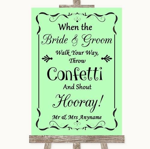 Green Confetti Personalised Wedding Sign - The Card Zoo