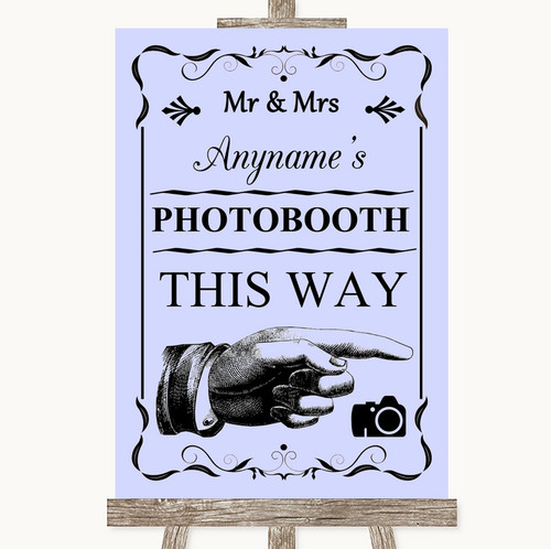Lilac Photobooth This Way Right Personalised Wedding Sign - The Card Zoo