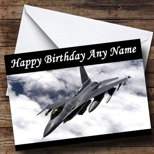 Grey Fighter Jet Personalised Birthday Card - The Card Zoo