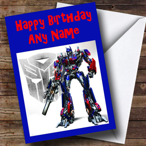 Optimus Prime Transformers Kids Personalised Birthday Card - The Card Zoo