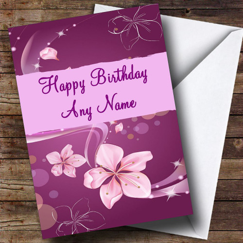 Purple And Pink Flower Pattern Personalised Birthday Card - The Card Zoo