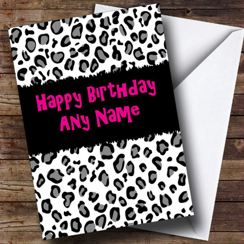 Black and White Leopard Print Personalised Birthday Card - The Card Zoo