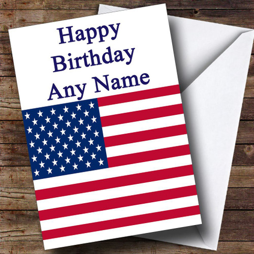 Usa American Flag Personalised Birthday Card - The Card Zoo