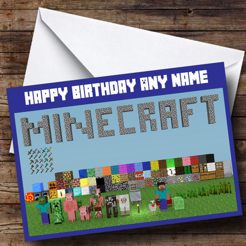 Minecraft Characters Personalised Birthday Card - The Card Zoo