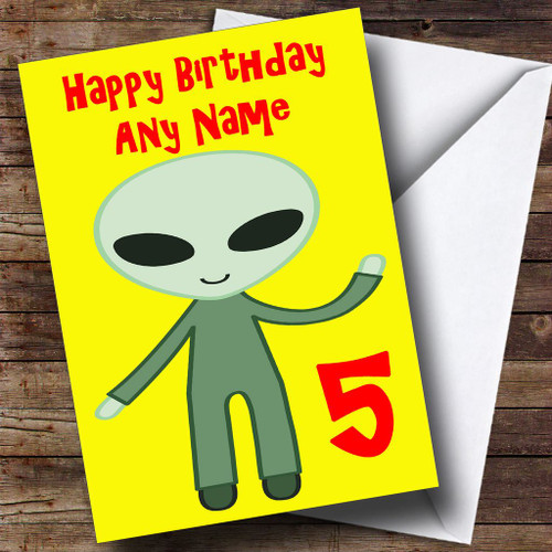 Alien Cartoon Personalised Birthday Card - The Card Zoo