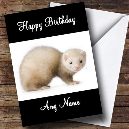 White Ferret Personalised Birthday Card - The Card Zoo