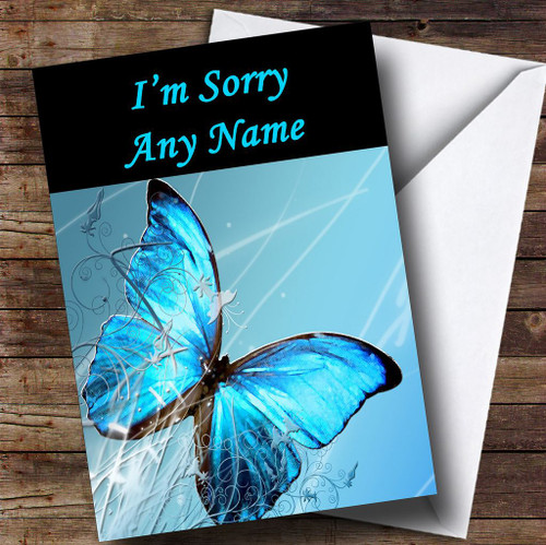 Blue Butterfly Personalised Sorry Card - The Card Zoo