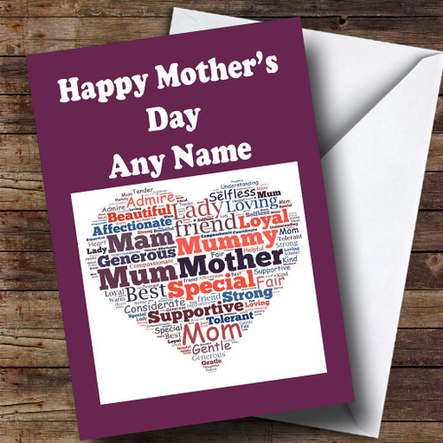 Purple Word Art Personalised Mother's Day Card - The Card Zoo