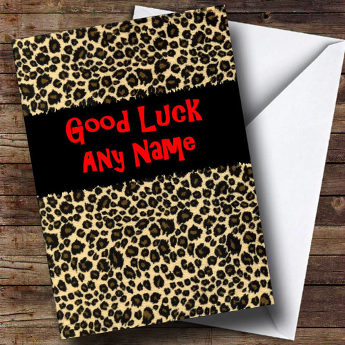 Leopard Print Personalised Good Luck Card - The Card Zoo