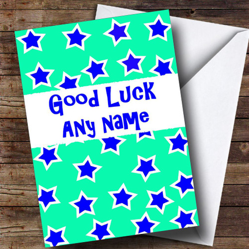 Aqua Stars Personalised Good Luck Card - The Card Zoo
