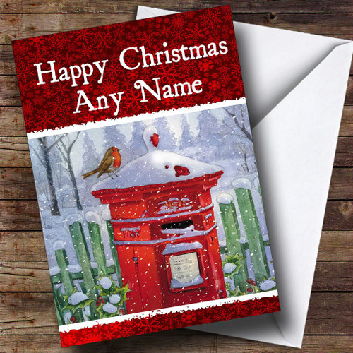 Robin And Post box Christmas Card Personalised - The Card Zoo
