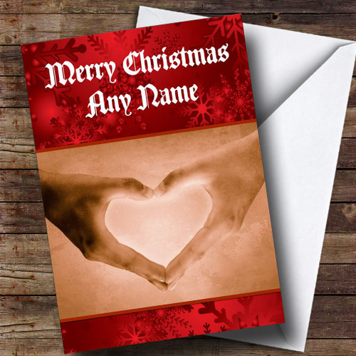 Love Heart Hands Romantic Personalised Christmas Card - The Card Zoo