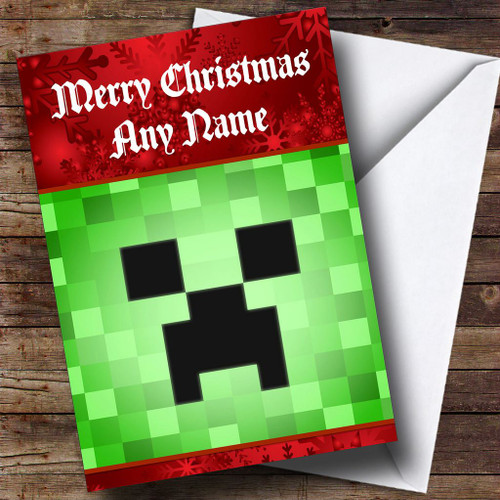 Minecraft Creeper Personalised Christmas Card - The Card Zoo
