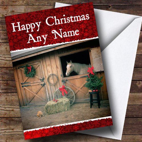 Horse In Stable Christmas Card Personalised - The Card Zoo