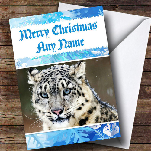 Snow Leopard Personalised Christmas Card - The Card Zoo