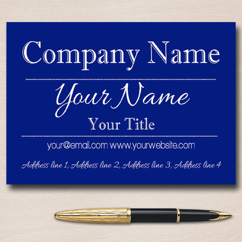 Deep Blue Classique Personalised Business Cards - The Card Zoo