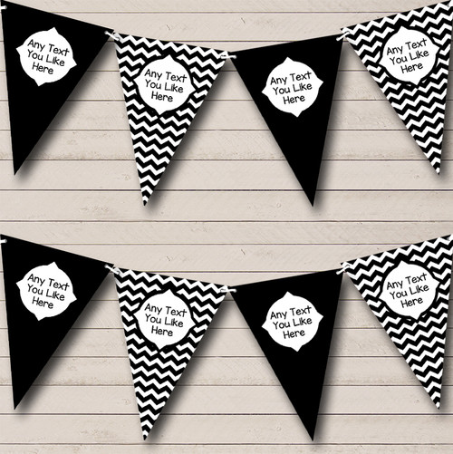 Chevron Stripes Black And White Personalised Birthday Party Bunting ...