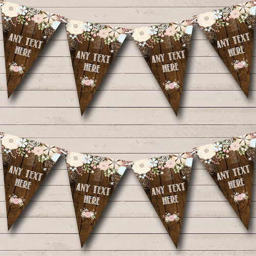 Rustic Wood Floral Personalised Birthday Party Bunting - The Card Zoo