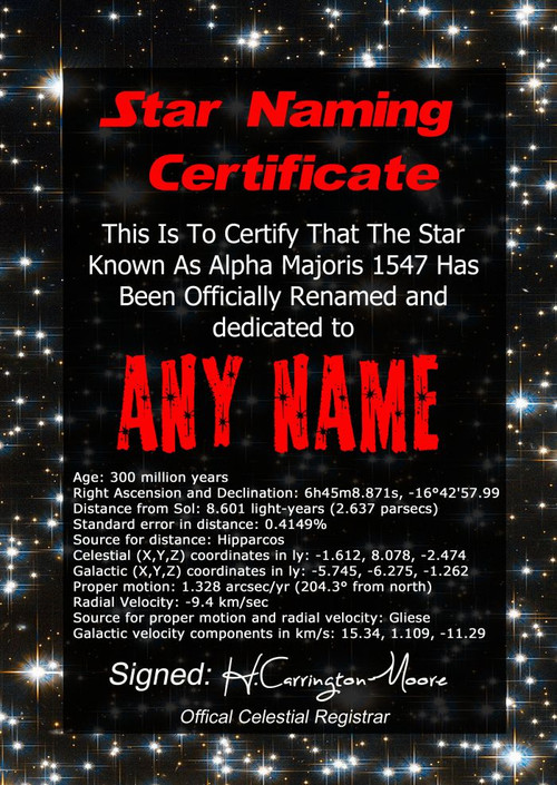 Award Star Naming Fun Personalised Name A Star Certificate - The Card Zoo