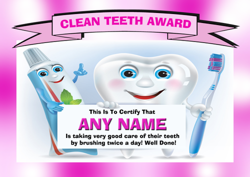 Personalised Tooth Care Children's Clean Teeth Brushing Award ...