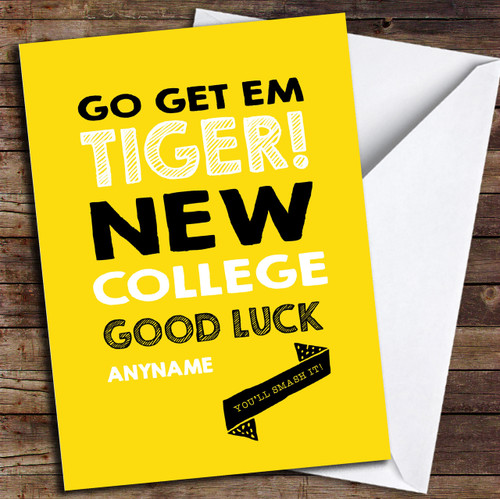 Yellow New College Personalised Good Luck Card - The Card Zoo
