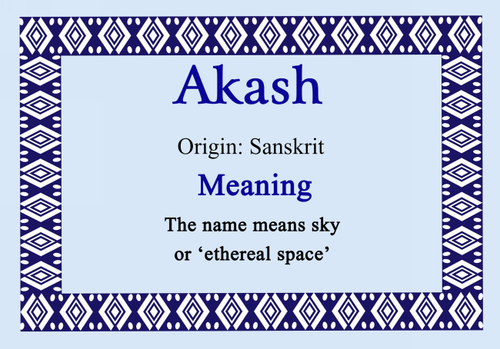 Akash Personalised Name Meaning Certificate - The Card Zoo