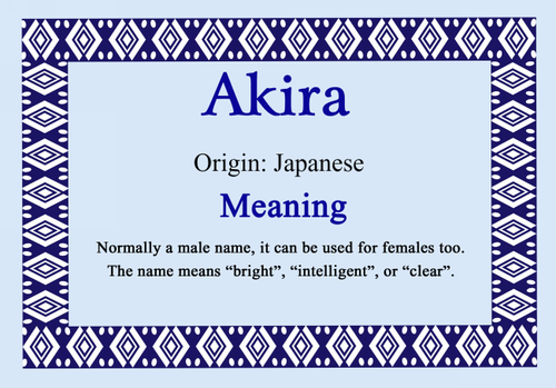 Akira Personalised Name Meaning Certificate - The Card Zoo