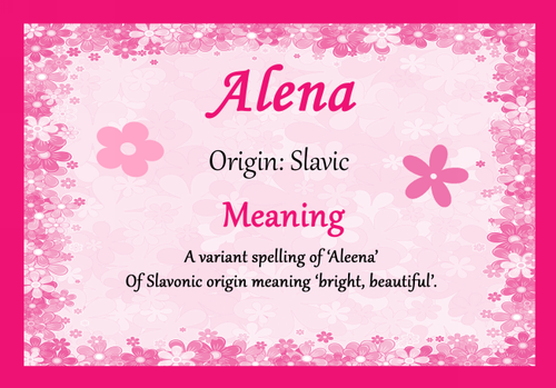 Alena Personalised Name Meaning Certificate - The Card Zoo