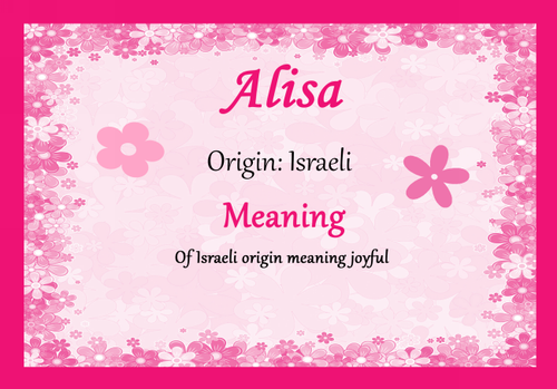 Alisa Personalised Name Meaning Certificate - The Card Zoo