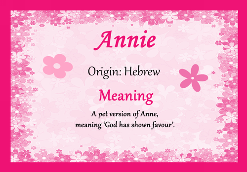 Annie Personalised Name Meaning Certificate - The Card Zoo