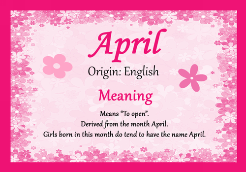 April Personalised Name Meaning Certificate - The Card Zoo
