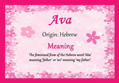 Ava Personalised Name Meaning Certificate - The Card Zoo