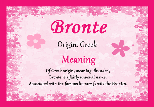 Bronte Personalised Name Meaning Certificate - The Card Zoo