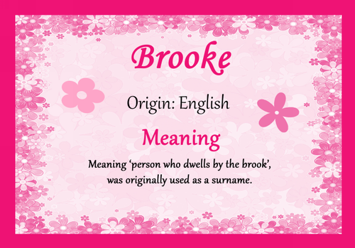 Brooke Personalised Name Meaning Certificate - The Card Zoo