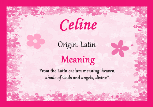Celine Personalised Name Meaning Certificate - The Card Zoo