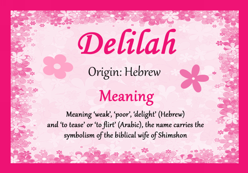 Delilah Personalised Name Meaning Certificate - The Card Zoo