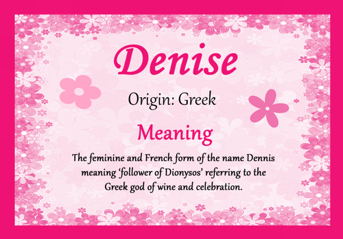 Denise Personalised Name Meaning Certificate - The Card Zoo