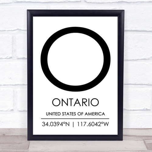 Ontario United States Of America Coordinates Travel Quote Print - The ...