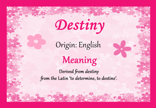 Destiny Personalised Name Meaning Certificate - The Card Zoo