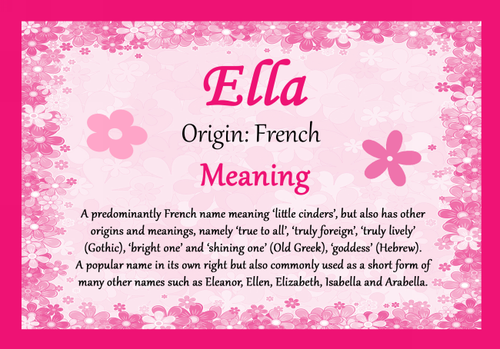 ELLA Personalised Name Meaning Certificate - The Card Zoo