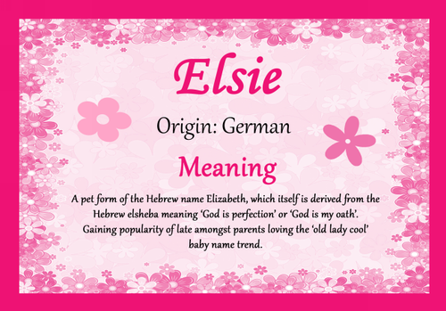 Elsie Personalised Name Meaning Certificate - The Card Zoo