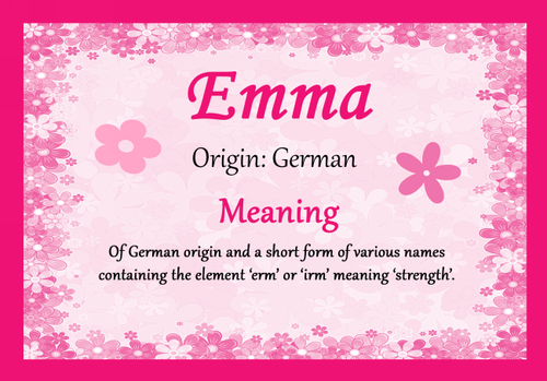Emma Personalised Name Meaning Certificate - The Card Zoo