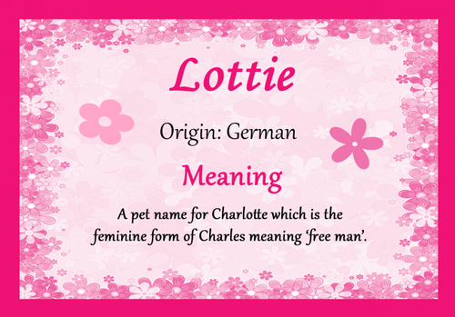 Lottie Personalised Name Meaning Certificate - The Card Zoo