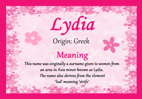 Lydia Personalised Name Meaning Certificate - The Card Zoo