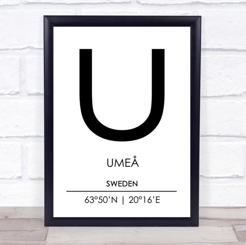 Umea Sweden Coordinates World City Travel Print - The Card Zoo