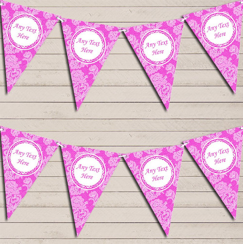 Lace Pattern Bright Hot Pink Birthday Bunting Garland Party Banner ...