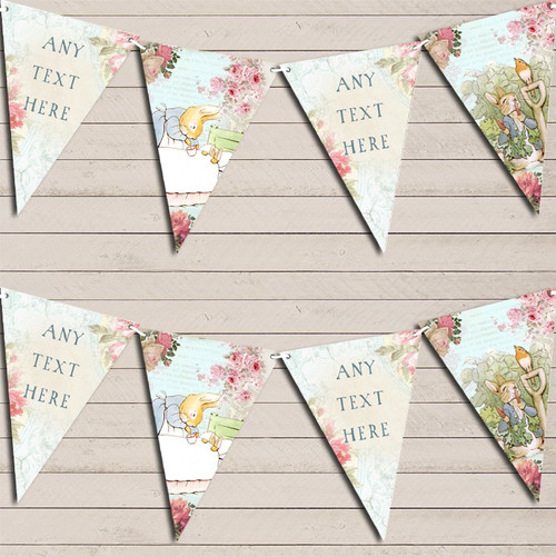 Pastel Floral Vintage Rustic Peter Rabbit Personalised Christening ...